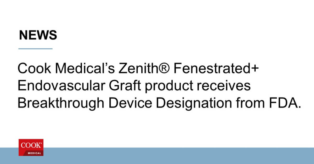 Cook Medical receives FDA Breakthrough Device Designation